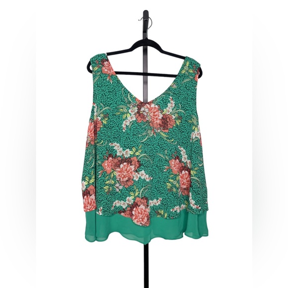 torrid | Tops | Torrid Chiffon Double Layer Tank Top Green Floral ...